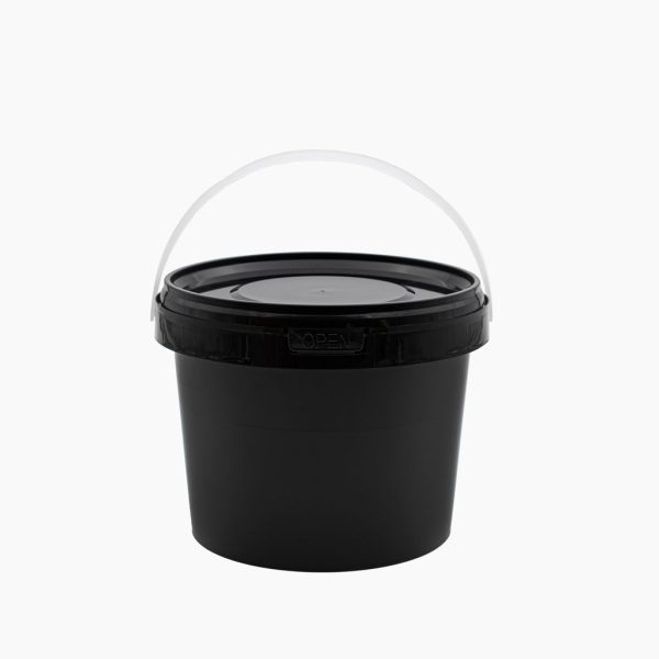 1L black Bucket bucket temper evident with lid – Chipo Packaging